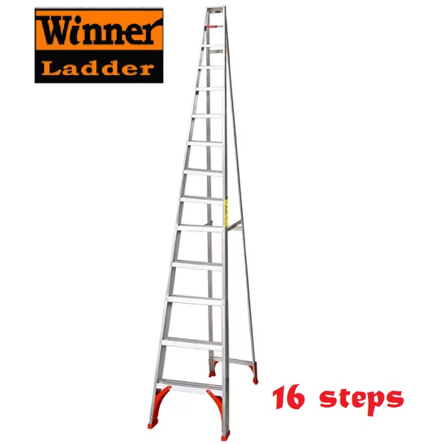 Winner 16 Steps Aluminium Double Sided Step Ladder House Folding Tangga ...