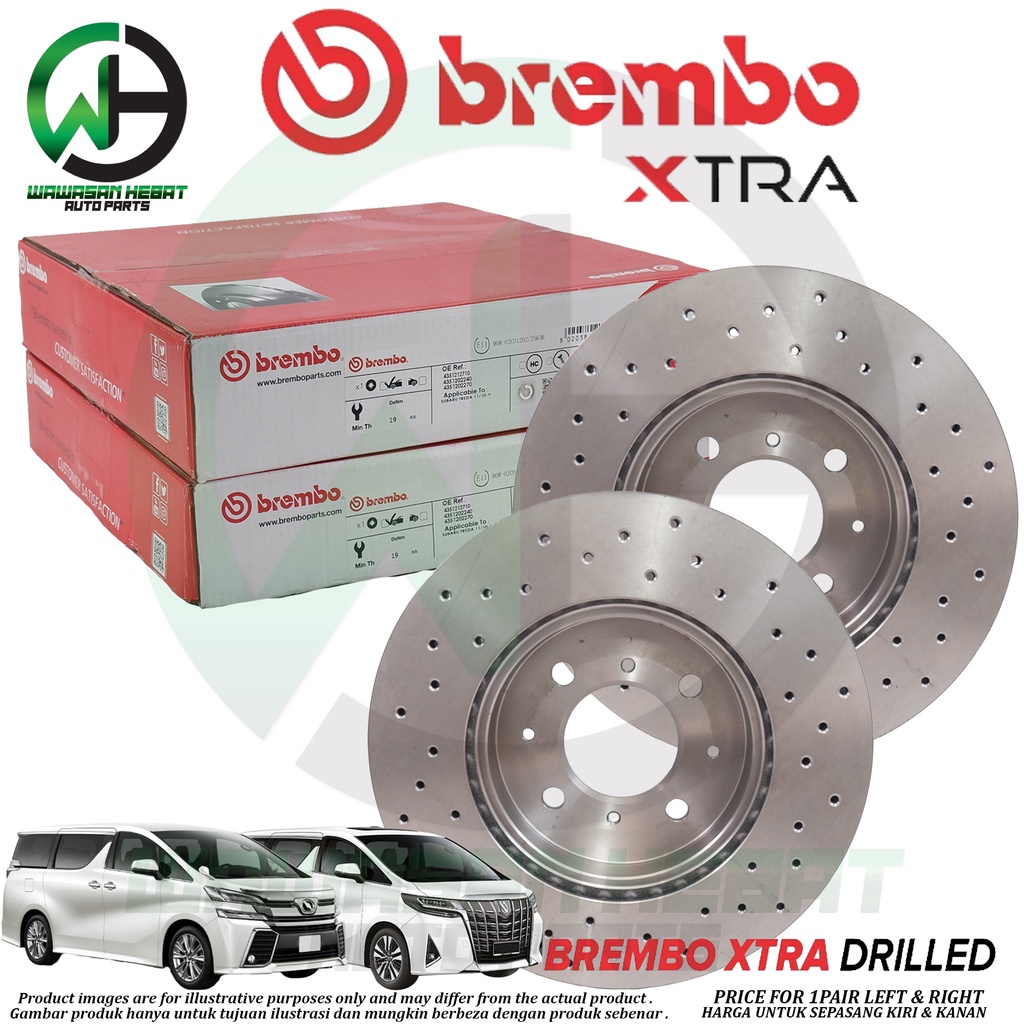 Toyota Alphard , Vellfire AGH30 GGH30 Front Drilled Sport Brake Disc Rotor 1 Pair [ BREMBO XTRA ...