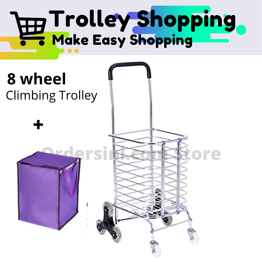Shopping Trolley Foldable 8 Wheel Aluminium Shopping Cart | Market ...