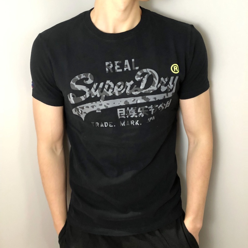 Superdry super dry men's classic letter logo printing short-sleeved T ...