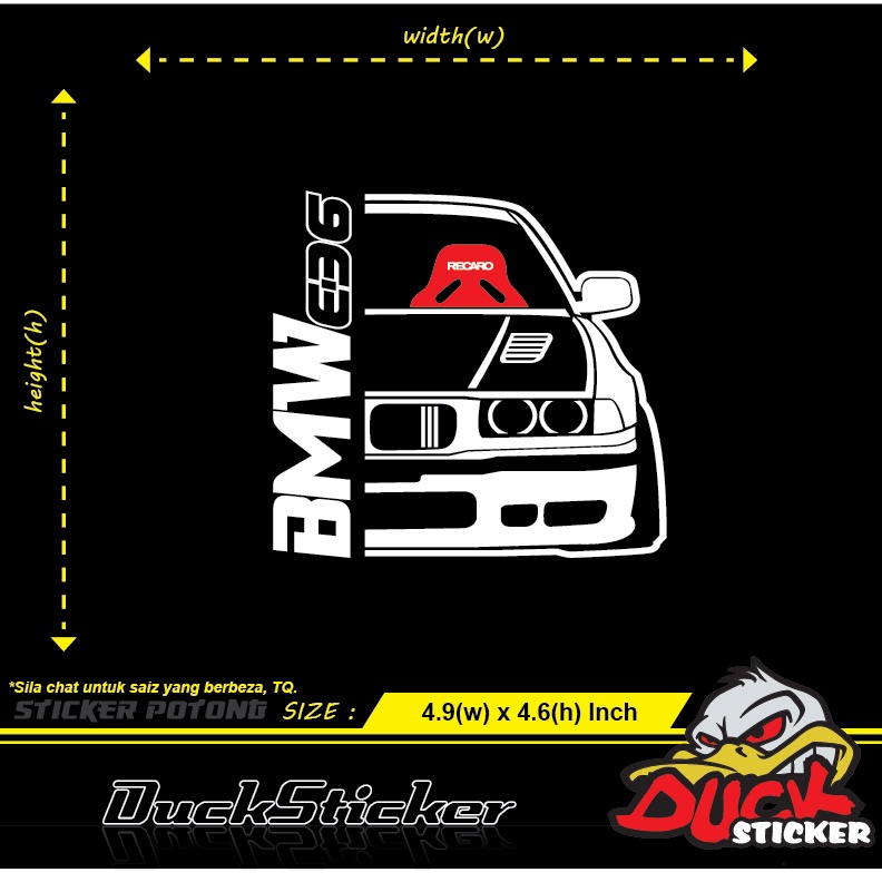 BMW E36 (MUKA DEPAN) STICKER 1PCS #cuttingsticker #bmw #bimmer #recaro ...