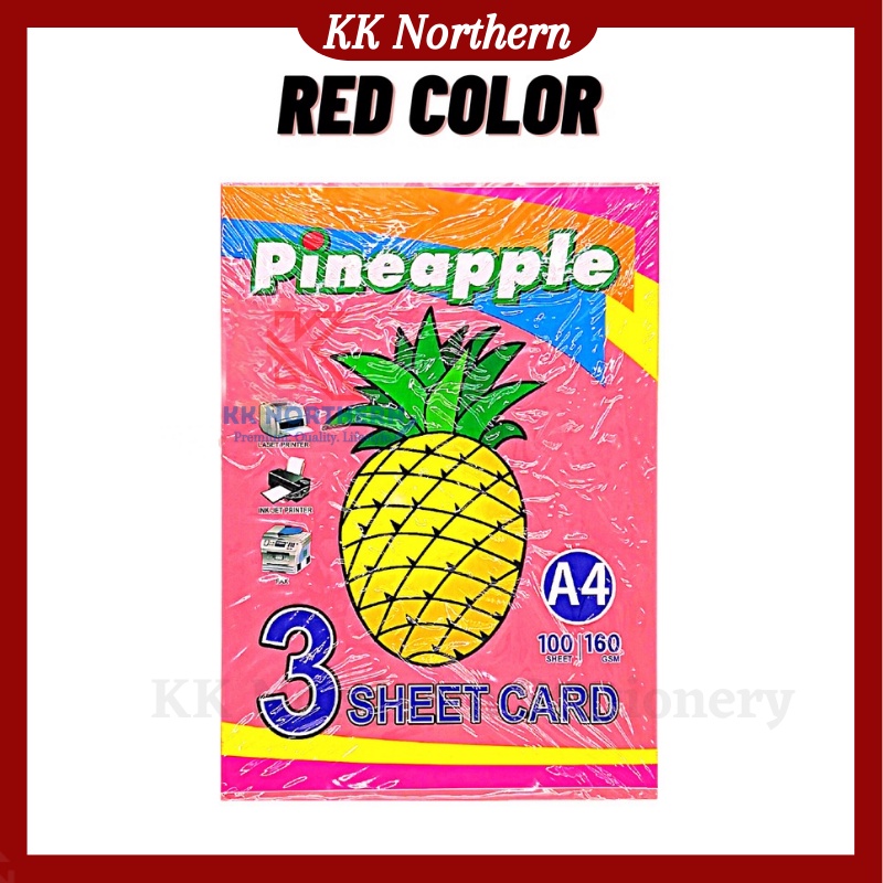Pineapple 3 Sheet Card A4 Colour Paper 160gsm (100 sheets) Thick Color ...