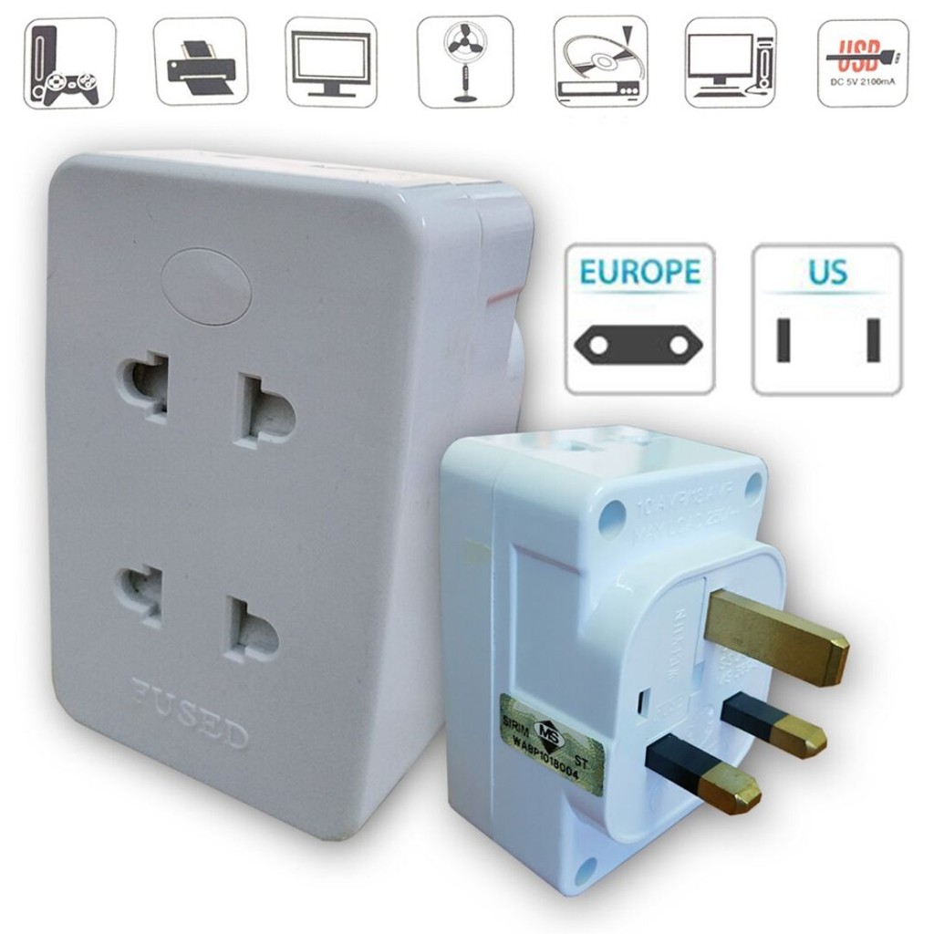Sum 2 Pin 4 Way Multi Adapter Socket Plug (2 Pin Plug x 4 Way) | Shopee ...