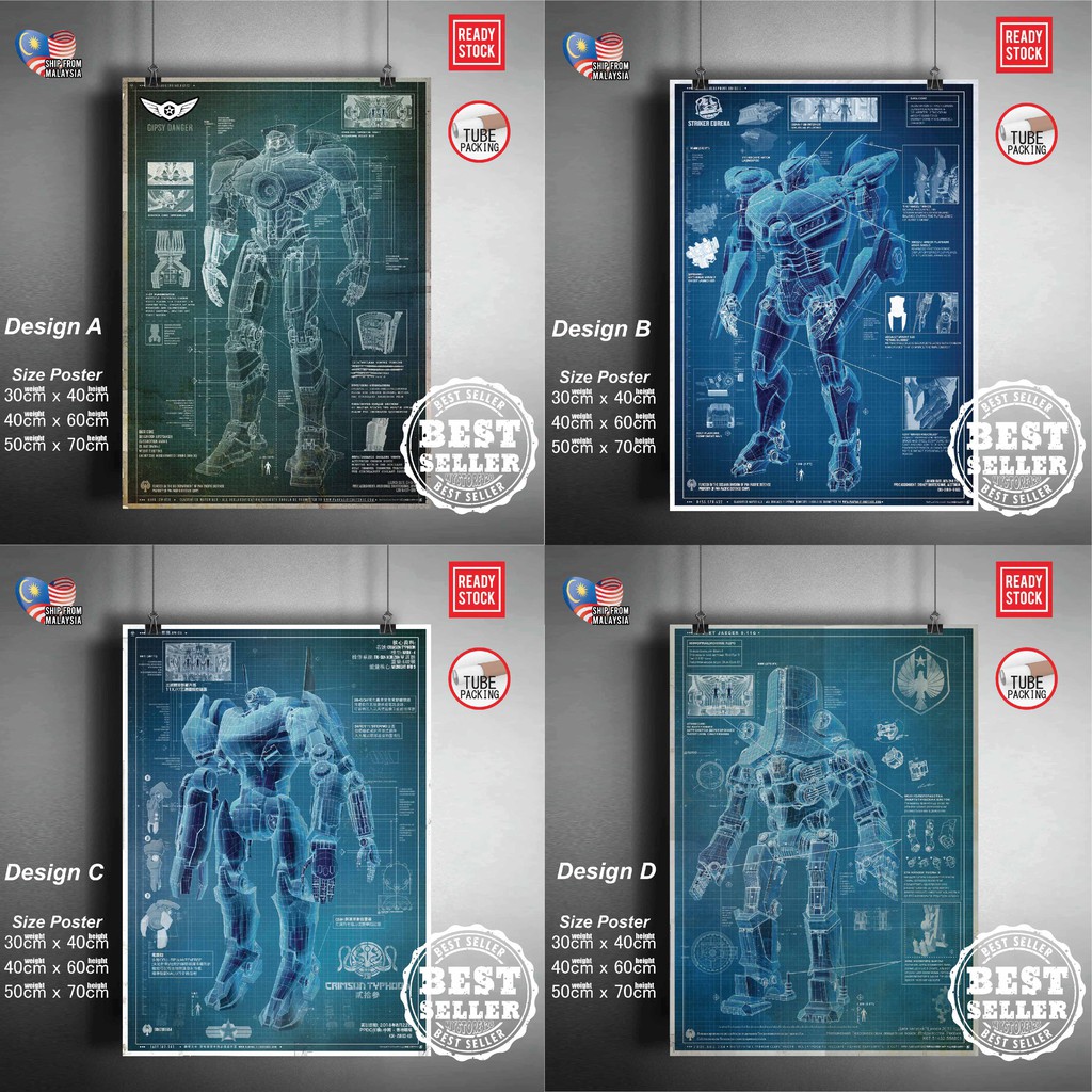 (Ready Stock) Pacific Rim Poster Sticker |Jaeger GipsyDanger Wall deco ...