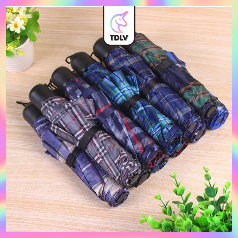 TDLV Tri-fold Umbrella Sunshade Folding Sun Rain Umbrella Short Handle ...