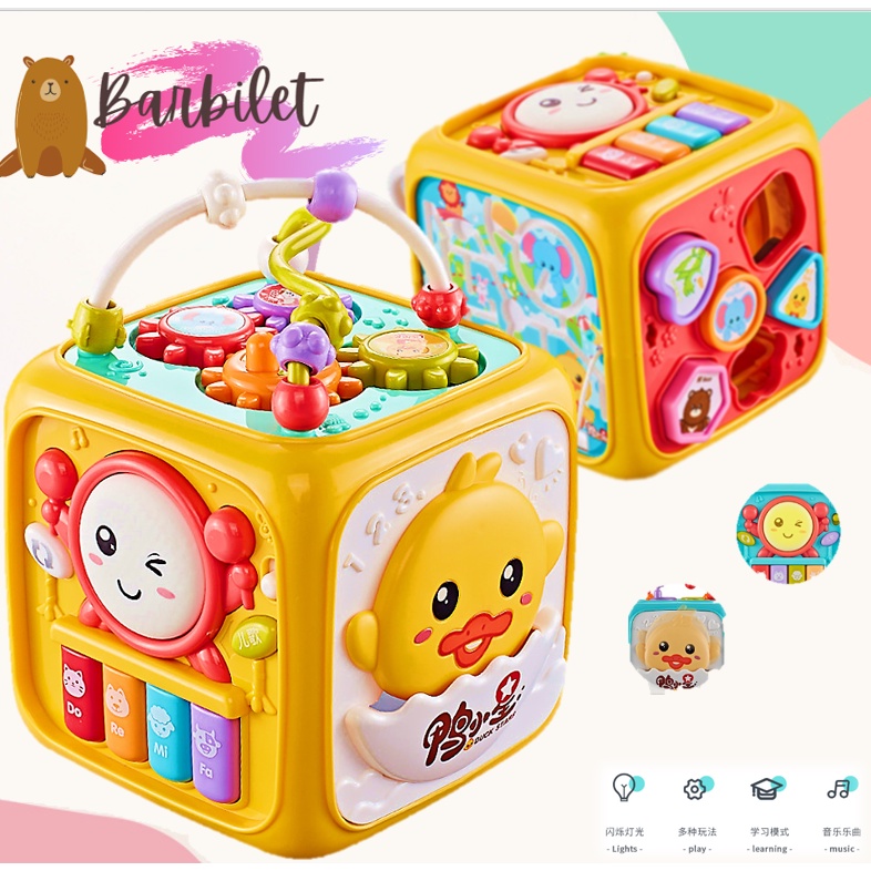6 in 1 Multifunction Music Activity Puzzle Cube Toy Sorting Play for ...