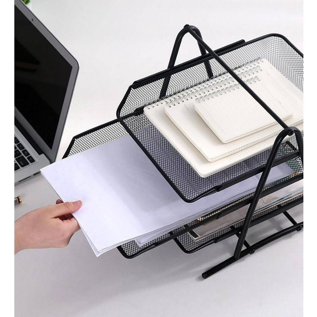 4 Tier File Document Letter Paper Tray Collection File Desk Organizer ...