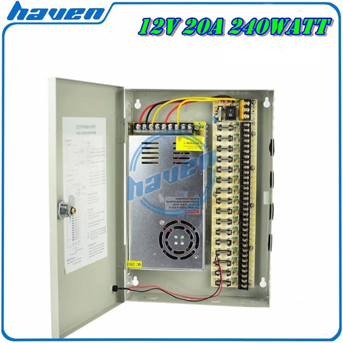 Power SUPPLY BOX 20A 12V 18CH/CCTV Adapter/ PSU 12V 20A BOX PANEL ...