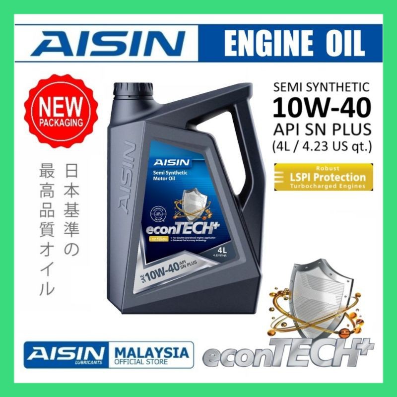 AISIN 10W40 4L ENGINE OIL 10W 40 4LITER SEMI SYNTHETIC | Shopee Malaysia