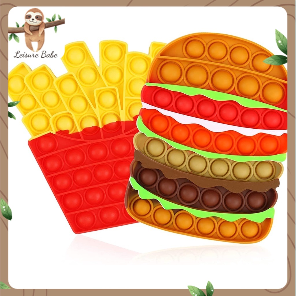 (Hamburger Fries)Pop It Push Bubble Pop Popping Sensory Fidget Toy For ...