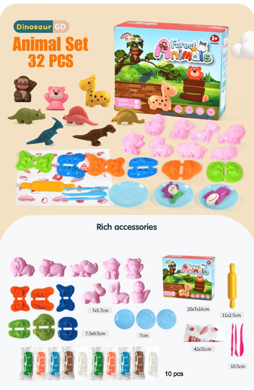 3D Color Clay Play Doh DIY Play Dough Plasticine Kids Toys Pizza ...