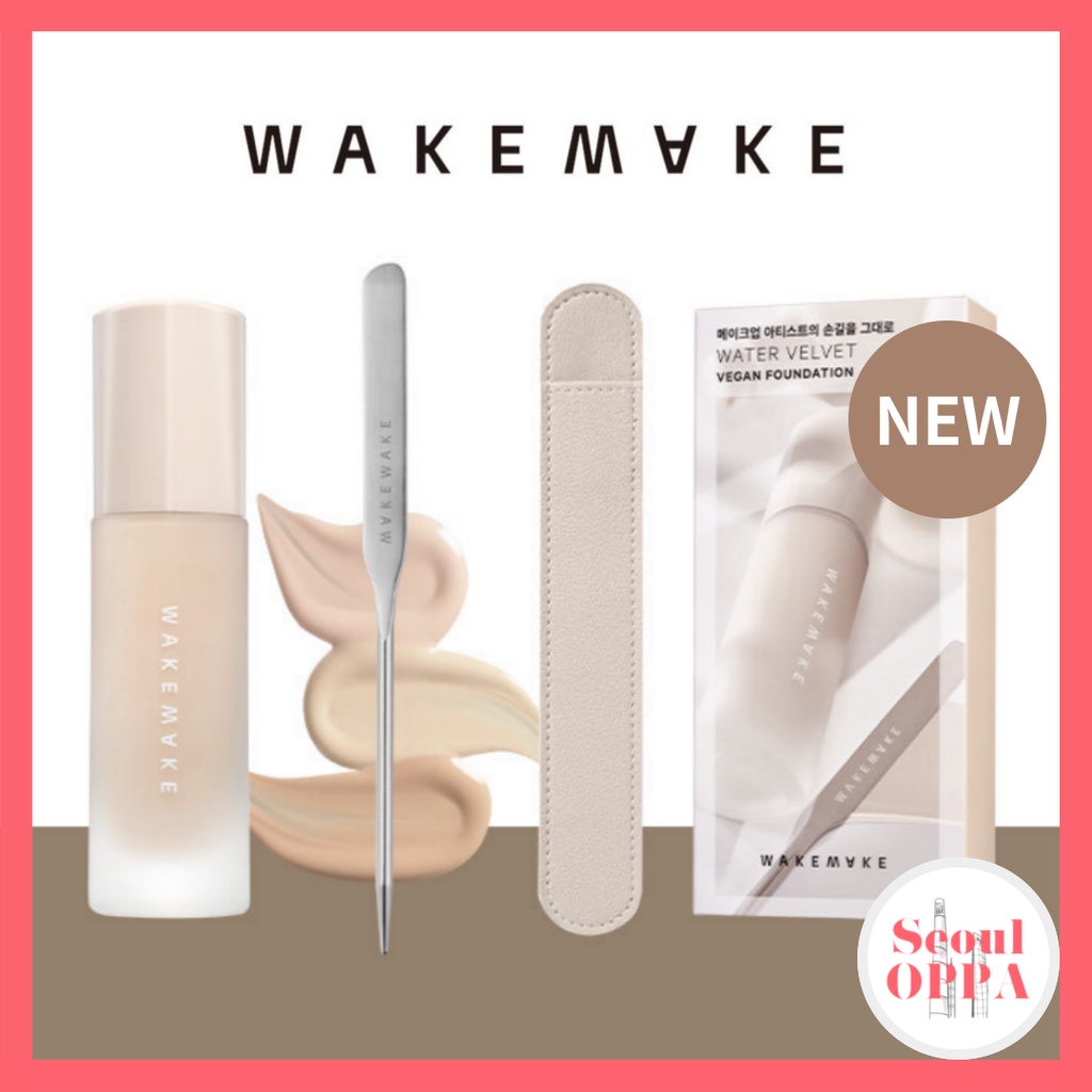 [WAKEMAKE] Water Velvet Vegan Foundation SPF38 PA++ 30ml Spatula Set ...