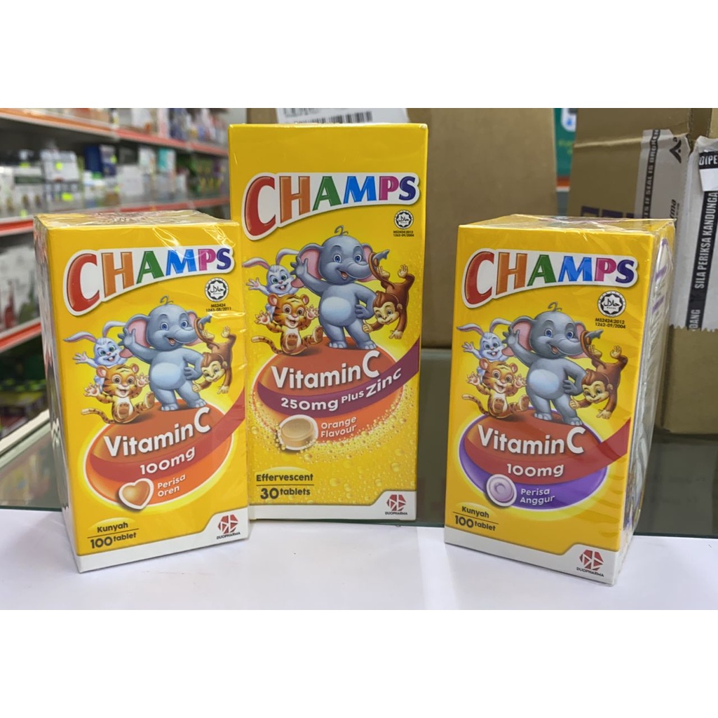CHAMPS VITAMIN C 100MG KIDS VITAMIN C 100's CHEWABLE TABLETS | Shopee ...