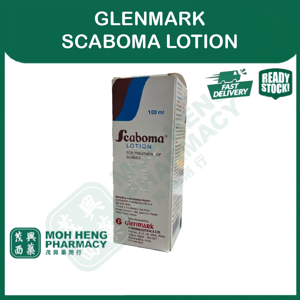 GLENMARK SCABOMA LOTION (100ml) For Treatment of Scabies (Exp 7/2026 ...