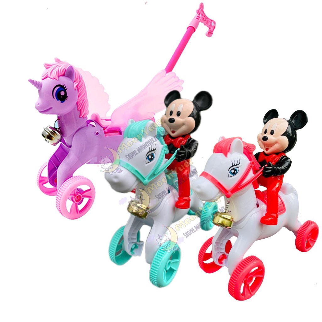 push and pull baby walker mickey Pushing Mickey Riding Horse with Bell ...