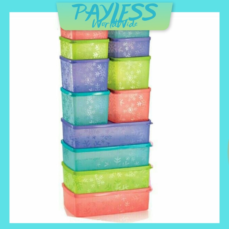 Tupperware Snowflake Square Round 400ml / Medium Square Round 800ml ...