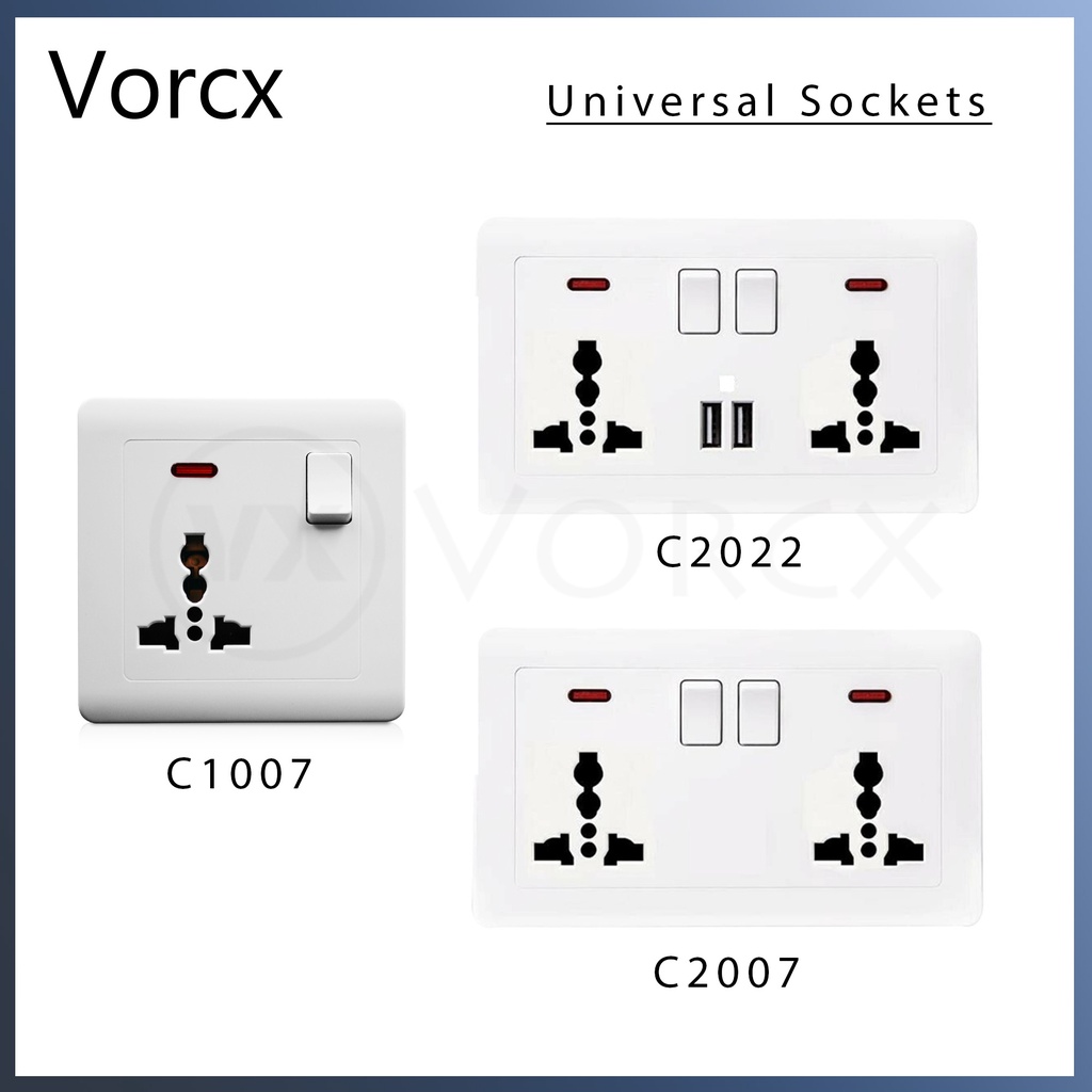 VLG 13A Universal Socket w/ Neon ( Single / Double / USB ) | Shopee ...