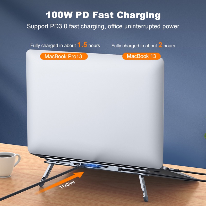 OATSBASF USB Hub 3.0 Docking Station Laptop Stand PD Fast Charging Data ...