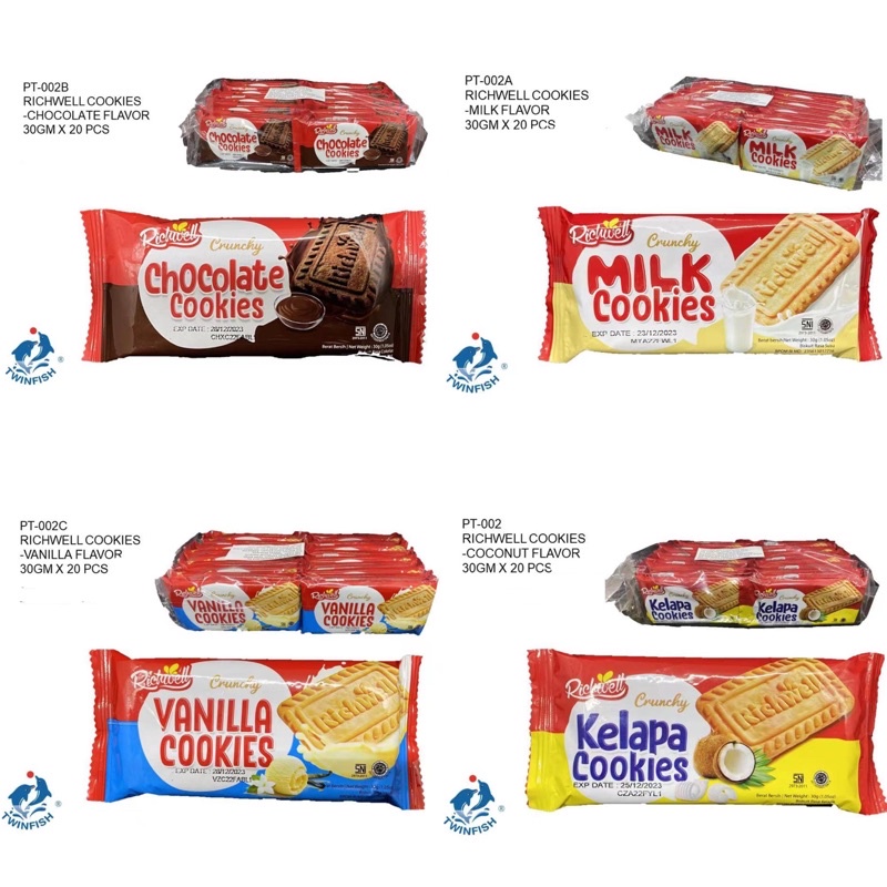 30g x 20’s RICHWELL CRUNCHY COOKIES (CHOCOLATE / MILK / VANILLA ...