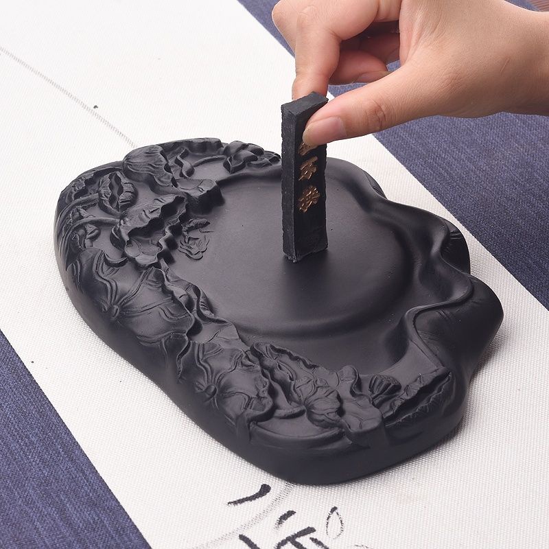 Inkstone Mud Inkstone with Lid Inkstone Ink Sea Ink Dish Rough Stone ...