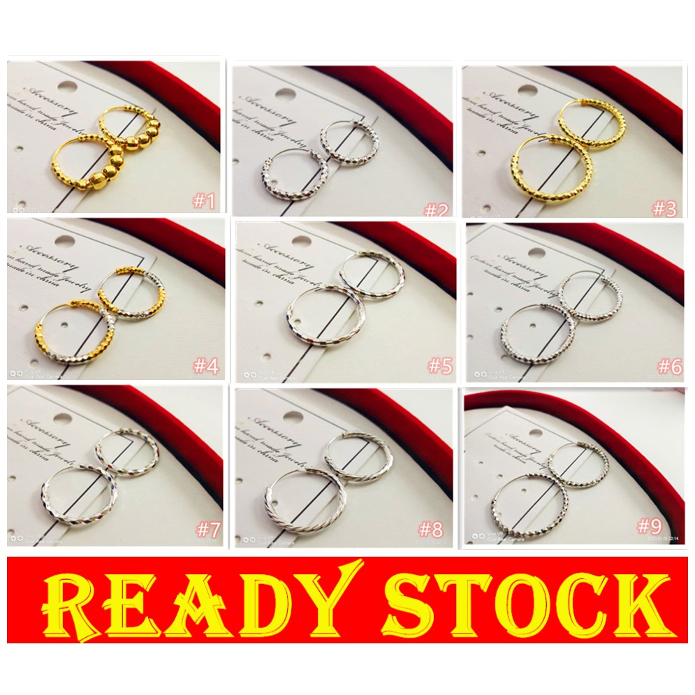 #1~#9 Earring EarStuds Subang Telinga anting-anting Telinga Emas Korea ...
