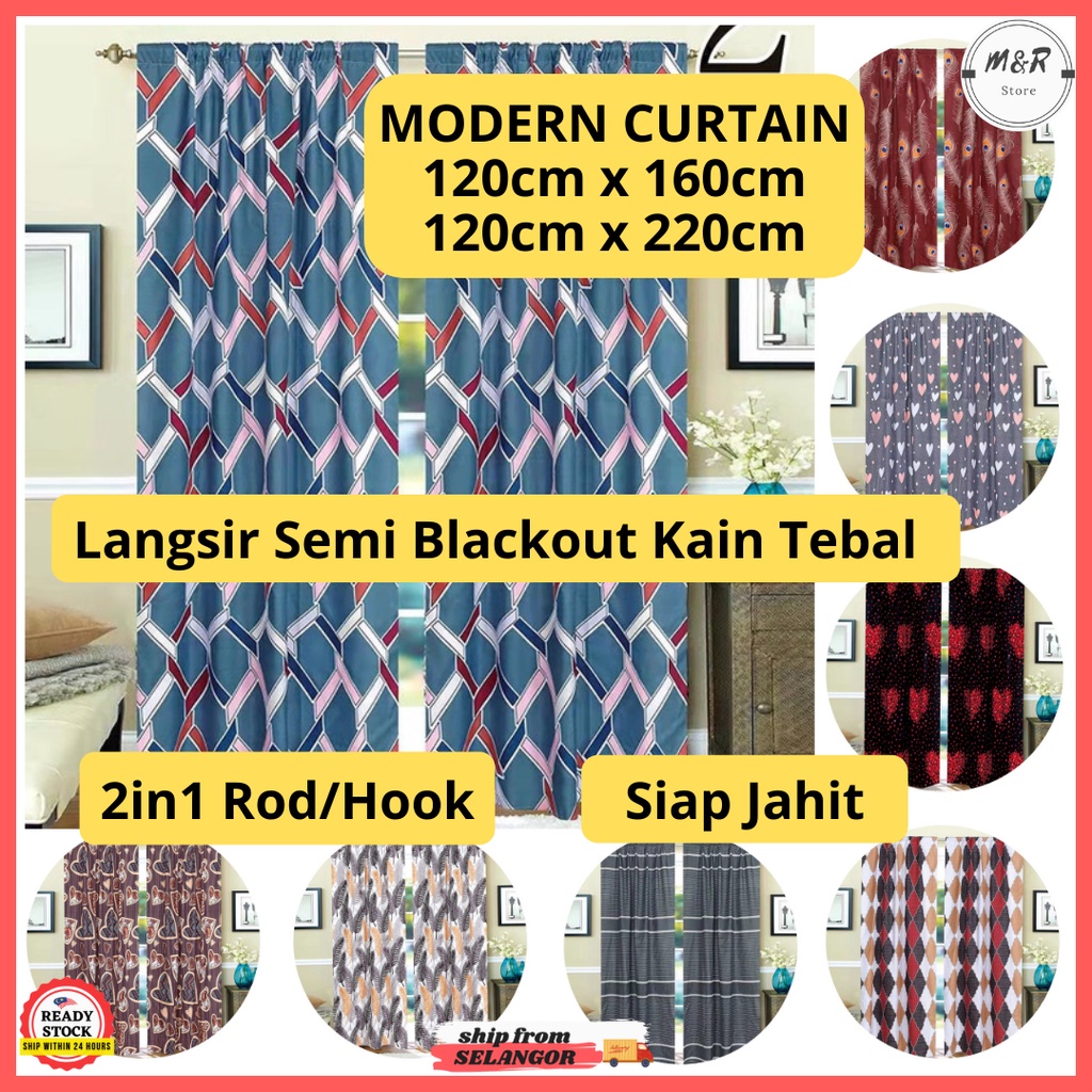 Modern Langsir Tingkap Murah Dawai 2in1 Cangkuk Hook Rod Curtain Semi ...