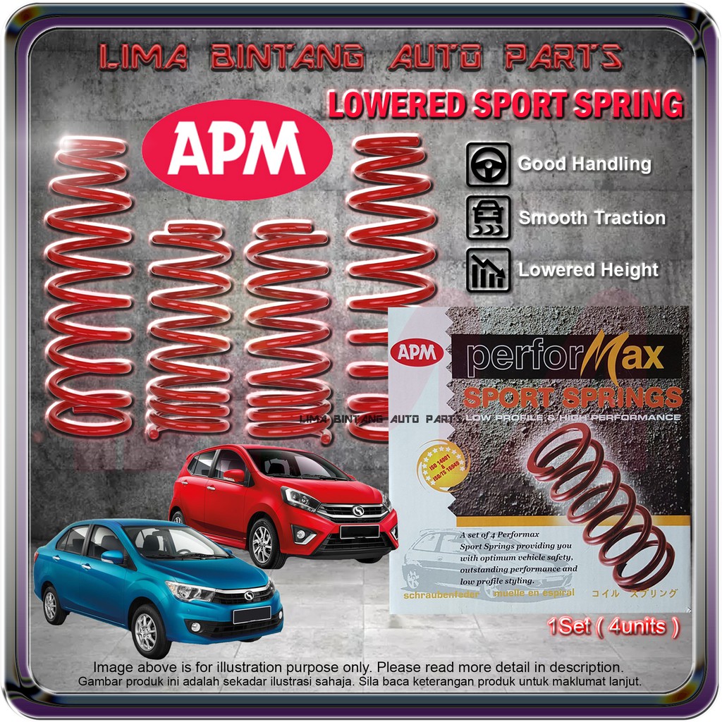 Perodua Axia , Bezza Sport Spring , Lower Coil Spring Apm Performax ...