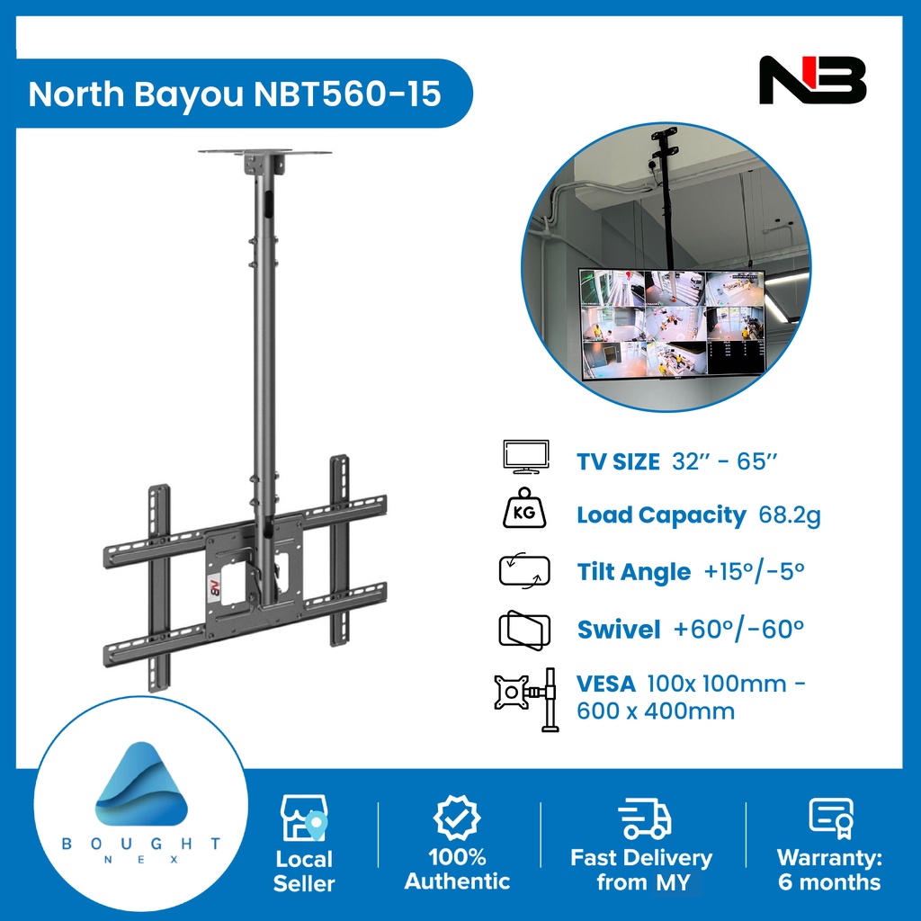 NB North Bayou NBT560-15 90° TV Ceiling Mount Adjustable Rigid & Stable ...