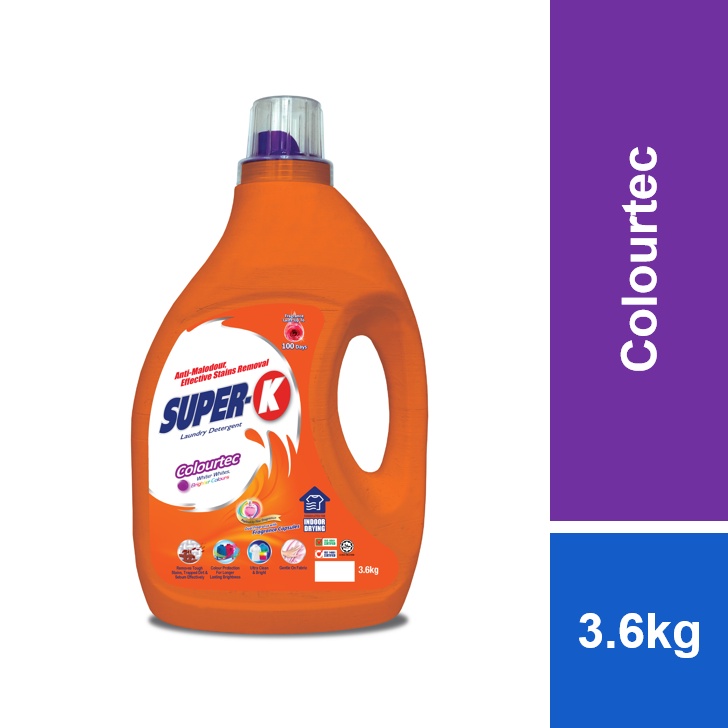 Super-K Laundry Liquid Detergent Colourtec 3.6kg | Shopee Malaysia