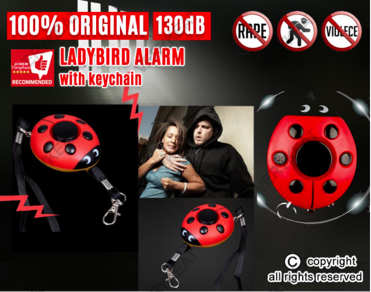 130DB Ladybird Emergency Personal Wolf Alarm Keychain Safety Protect ...