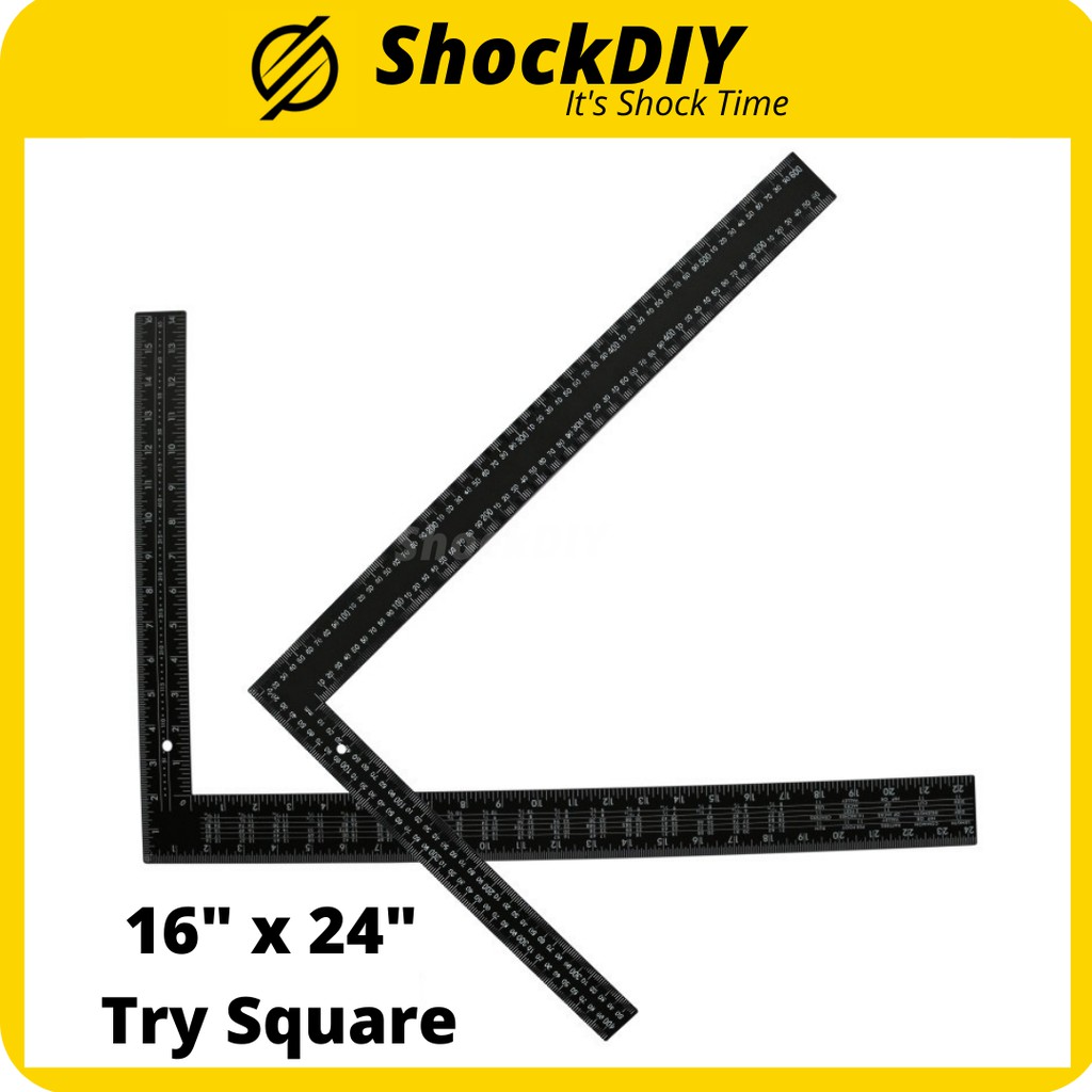 16" X 24" Black Try Square Ruler / Sesiku L / Angle Try Square / L ...