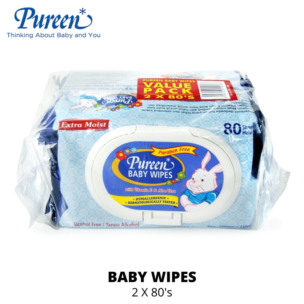 Pureen Baby Wipes 2x80's Baby Wet Tissue - Blue | Shopee Malaysia