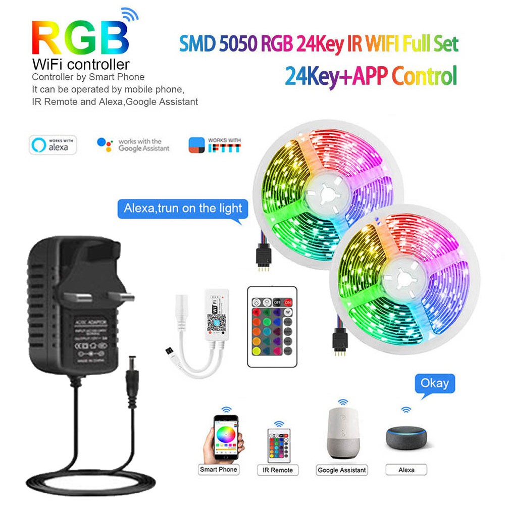 LED Strip Light 5050 RGB WiFi Wireless APP Controller Color Changing ...