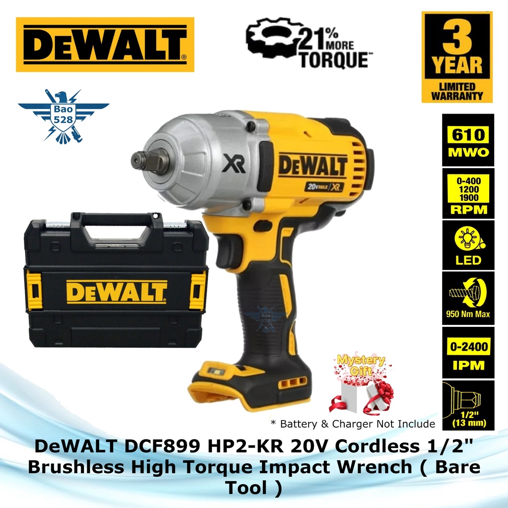 DeWALT DCF899 HP2-KR 20V Cordless 1/2" Brushless High Torque Impact ...