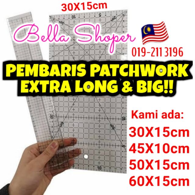 PEMBARIS EXTRA LONG BIG RULER PATCHWORK SEWING QUILTING DIY TAILOR POLA ...