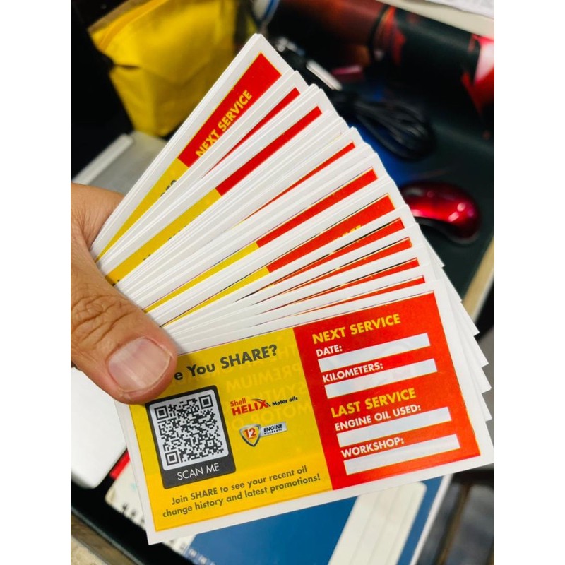 Shell Millage Sticker/KM Sticker/Service Sticker/ Engine Oil Sticker ...