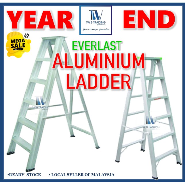 5/7/9/12 Steps Hardness Aluminium Single Sided Ladder Everlast | Shopee ...