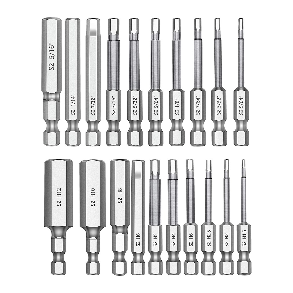 20Pcs Hex Head Allen Wrench Screwdriver Bits 60mm S2 Steel Hex Quick ...