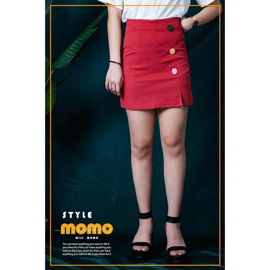 ANNE BUTTONS SKIRT - RED (S-XL) | Shopee Malaysia