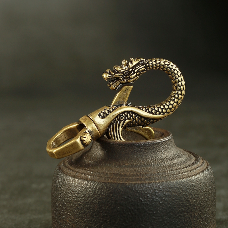 Brass bibcock key zodiac dragon key chain buckle car lumbar hang hang ...