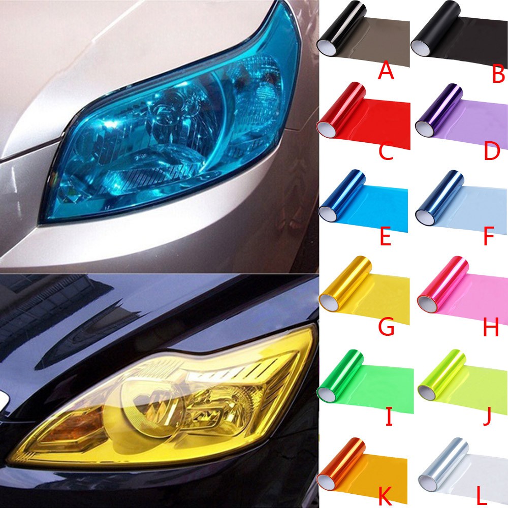 10 Colors PVC Vinyl Film Stickers Car Front / Rear Lights (30 * 60cm ...