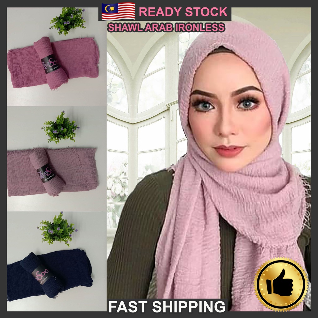🔥 Tudung Shawl Arab Ironless [READY STOCK] 🔥 | Shopee Malaysia