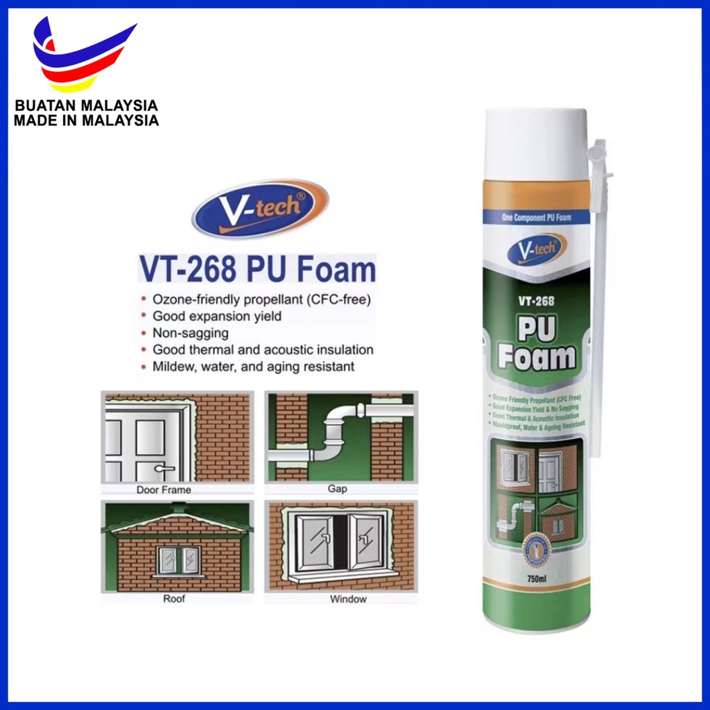 [Original] V-tech Sealant VT-268 PU Foam/Ideal for Seal Large Gap ...