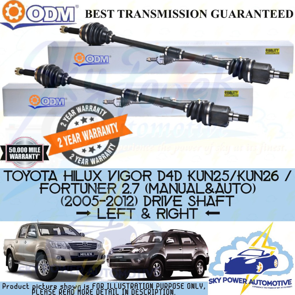 TOYOTA HILUX VIGO D4D KUN25/KUN26 / FORTUNER 2.7 (MANUAL & AUTO) (2005-2012) ODM (CYCAR) DRIVE ...