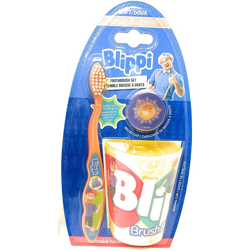 BLIPPI TOOTHBRUSH SET FOR KIDS - Blippi Toothbrush, Cap, and Rinsing ...