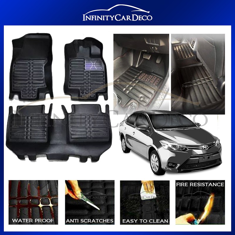 Toyota Vios 2013-2019 5D Oem Anti Slip Carpet Floor Mat (Blk / Blk ...