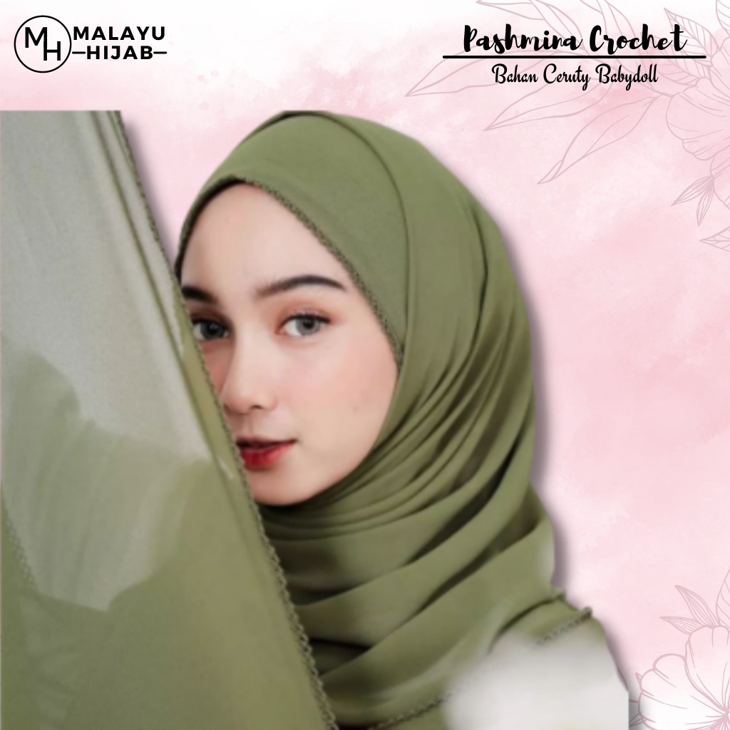 HIJAU Malayu Hijab Hijab Hijab Pashmina Hijab Crochet Fashion Muslim Women Material Pashmina ...