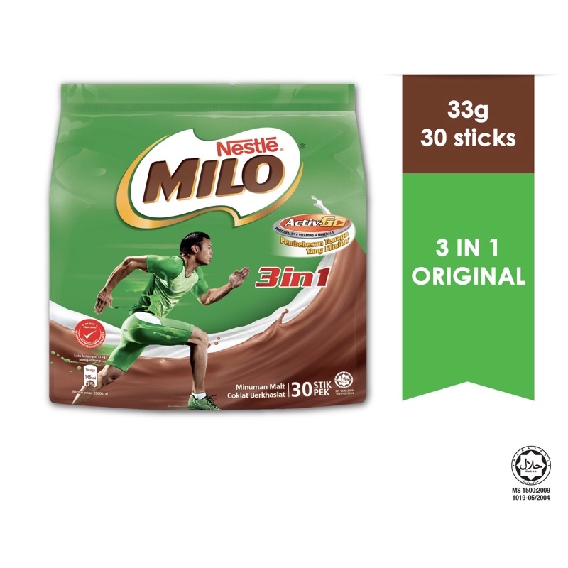 NESTLÉ MILO 3IN1 ACTIV-GO CHOCOLATE MALT POWDER 30 Sticks 33g | Shopee Malaysia
