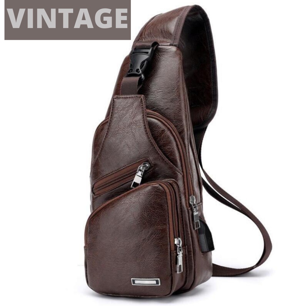 NEW MAN VINTAGE PU LEATHER USB CHEST PACKAGE-Beg Silang-Usb-Lelaki ...