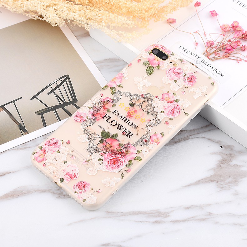 iPhone X 6 7 8 Plus OPPO R9 R9s F1s Vivo Y66 V5 V5s 3D Relief Floral ...